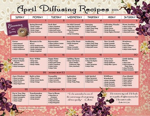 April 2024 Diffusing Calendar • Abundance in Simplicity